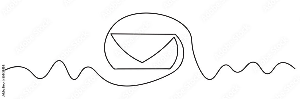 Envelope line art. Continuous line drawing. Envelope icon in one line ...