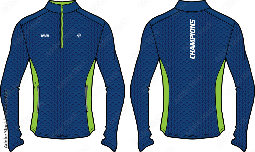 Long sleeve Compression running top t shirt flat sketch design ...