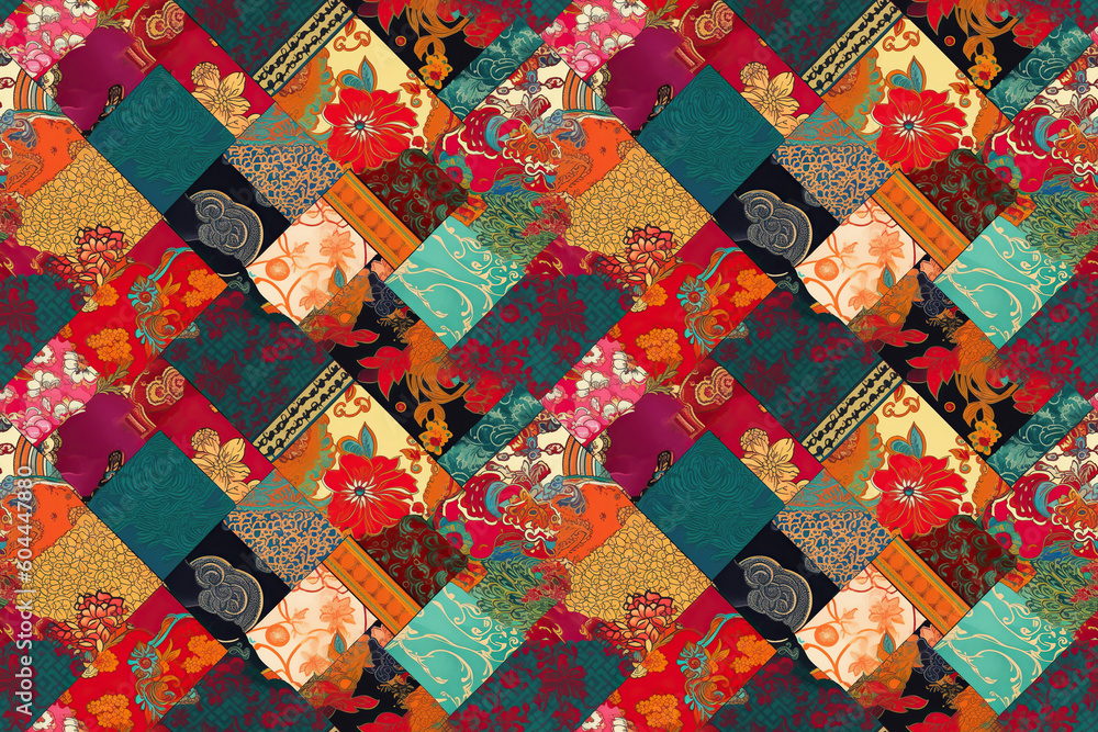 Patchwork fabric of china, concept of Textile traditions, created with ...