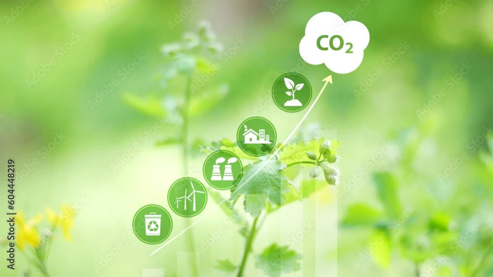 Net zero and carbon neutral concept. Net zero icons In Green Forest ...
