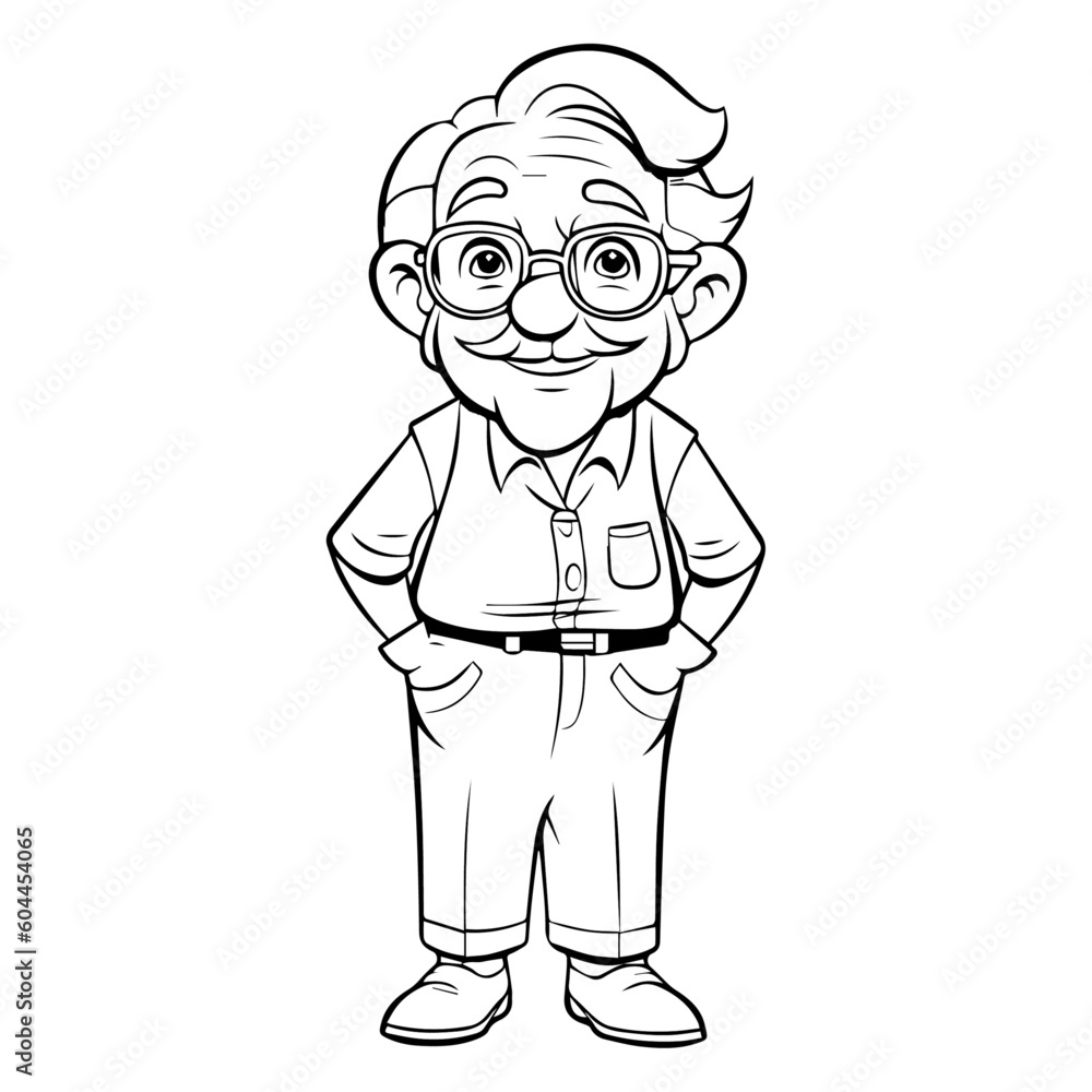 Old Man Coloring Page Sketch Coloring Page