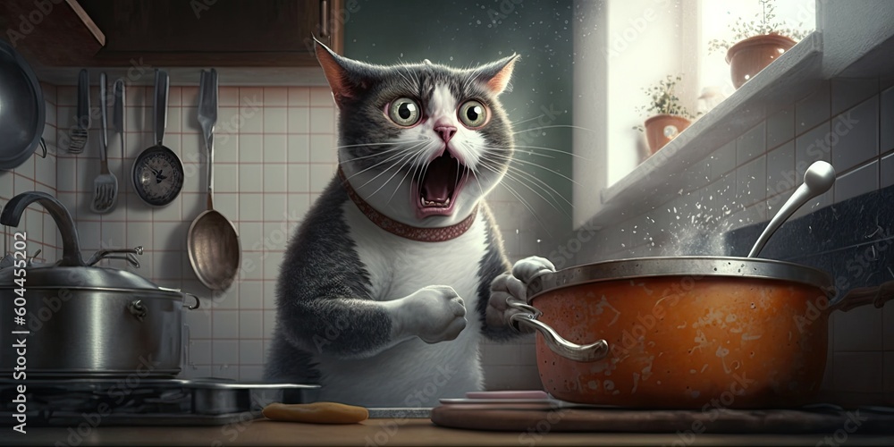 My cat is panicking in the kitchen making dinner funny. Generative AI ...