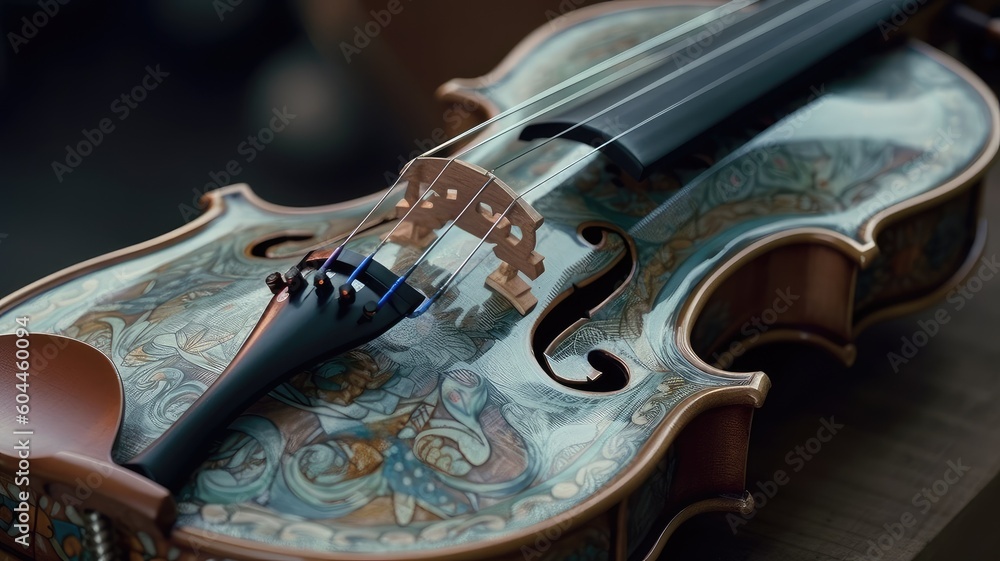 Full Violin instrument rococo’s style, elegant, gothic, renaissance ...
