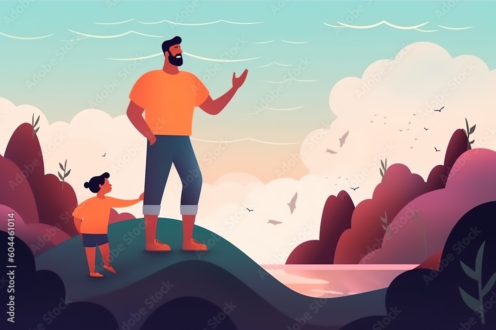 Father's Day illustration and pictures designed to depict father love ...