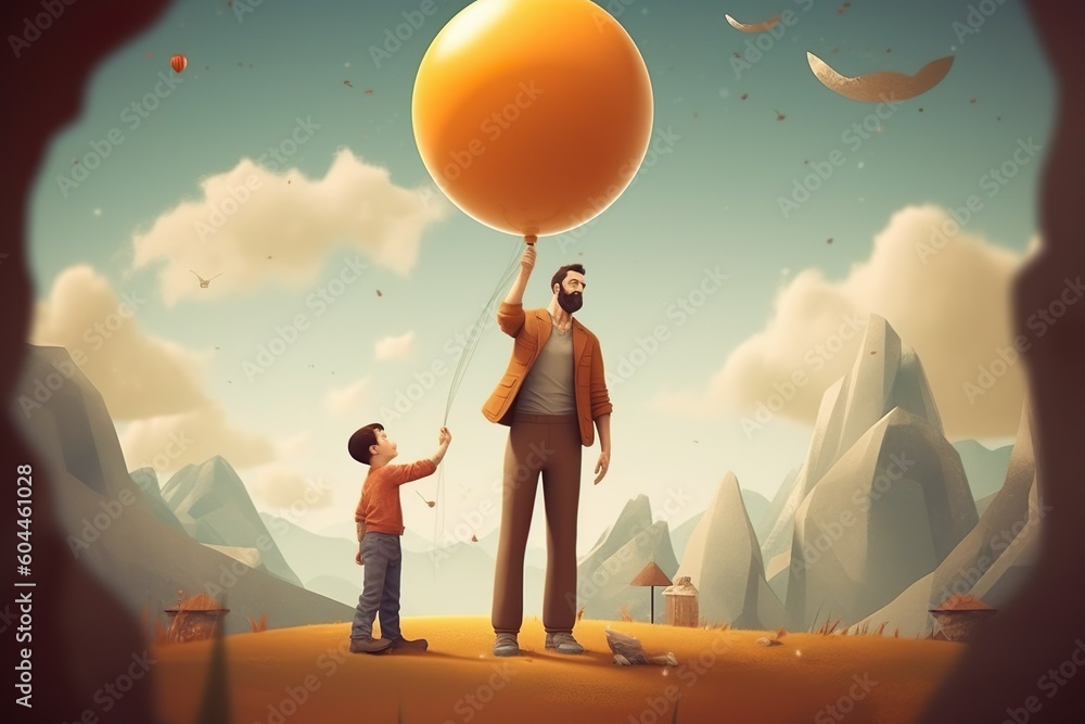 Father's Day illustration and pictures designed to depict father love ...