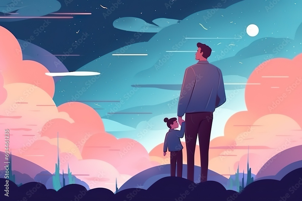 Father's Day illustration and pictures designed to depict father love ...