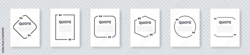 Quote frames vector set. Blank banner templates with speech quotation ...