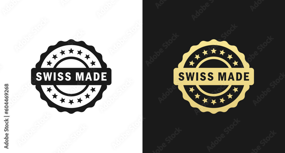 Swiss Made Stamp or Made in Swiss Label Vector Isolated in Flat Style ...