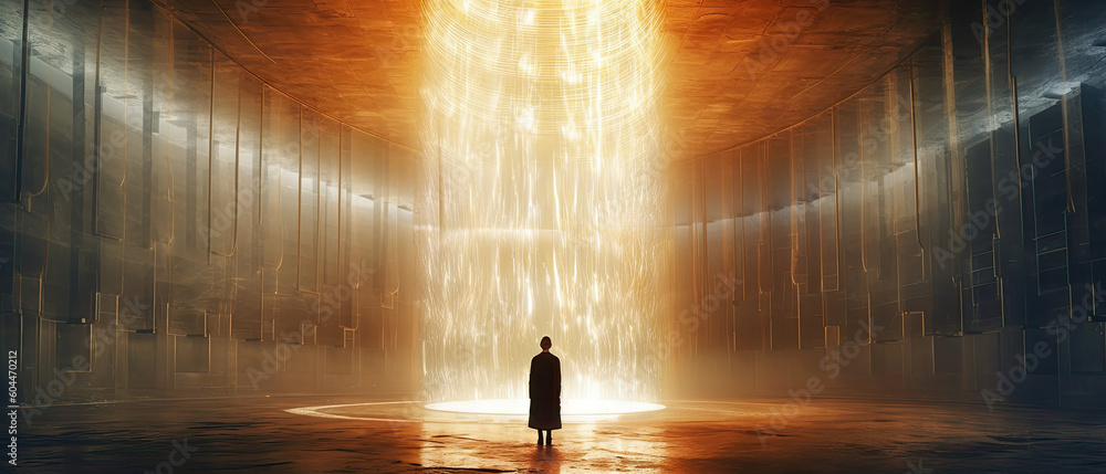 Interior of a nuclear reactor, showing the immense power of atomic ...