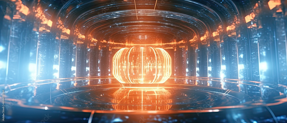 Interior of a nuclear reactor, showing the immense power of atomic ...