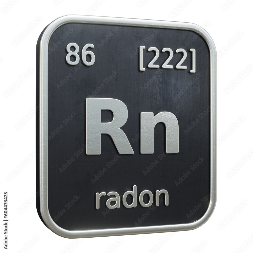 Three-dimensional icon of the chemical element of Radon isolated on ...
