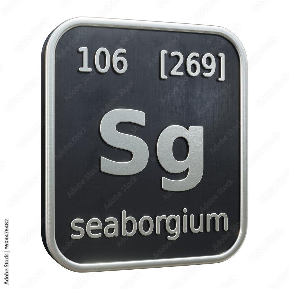 Three-dimensional icon of the chemical element of Seaborgium isolated ...