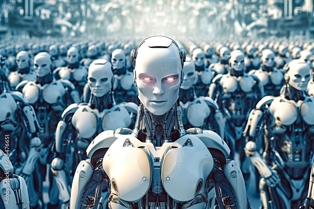 the rises of the robots, an army of robot ready for battle, generative ...