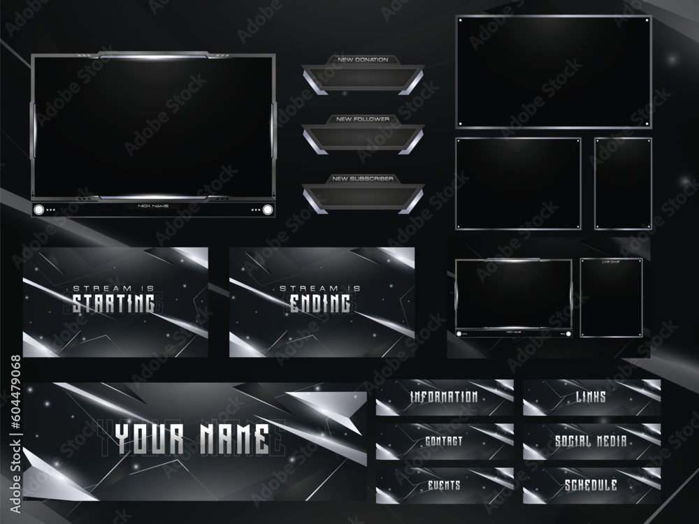 Twitch Overlay Live Stream template set Stock Vector | Adobe Stock