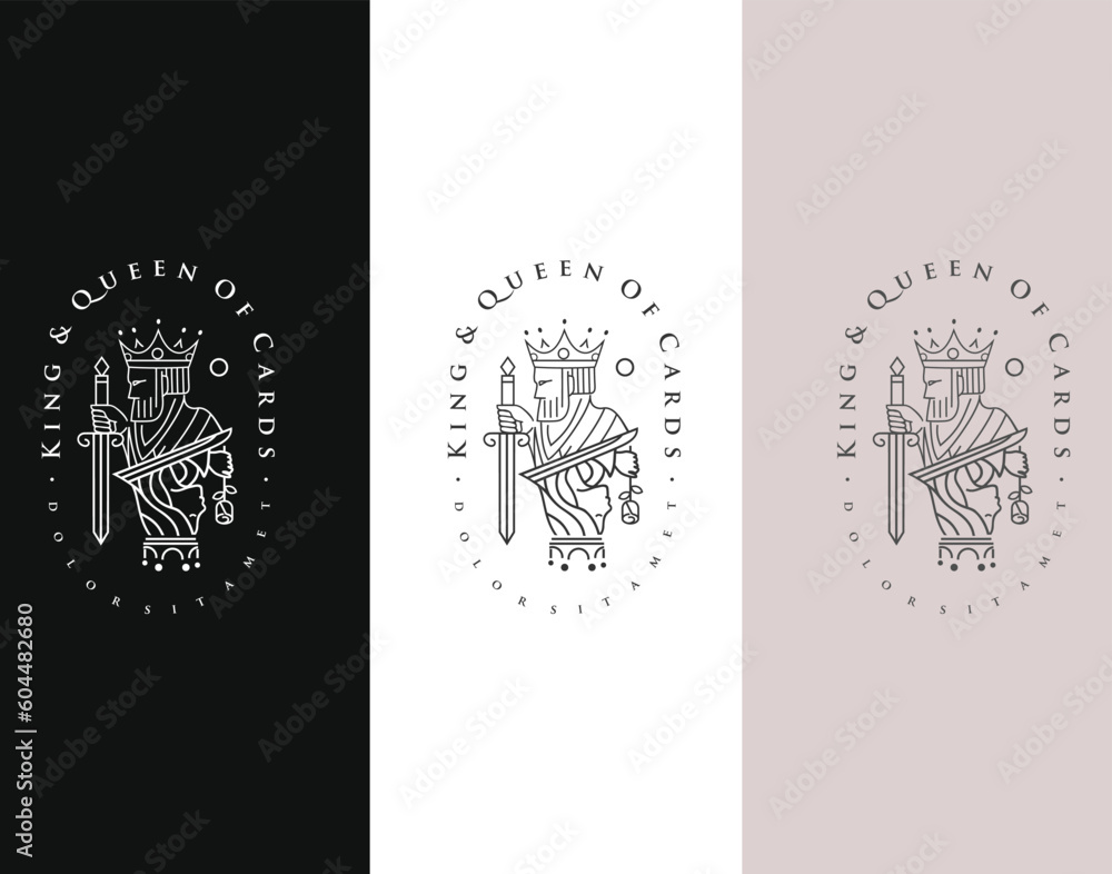 King and queen card logo drawing line illustration Stock Vector | Adobe ...