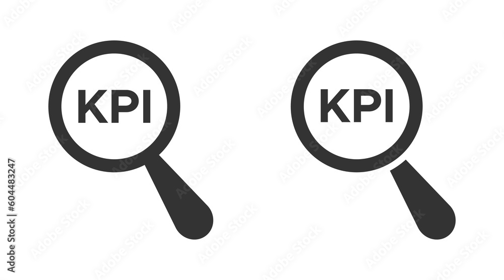 Magnifying glass and KPI. KPI indicator vector icon set Stock Vector ...