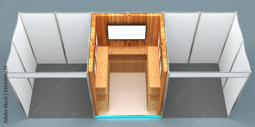 ภาพประกอบสต็อก 3d illustration stand booth 2x2 m custom portable one ...
