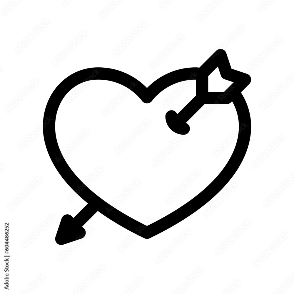 Editable heart struck by arrow vector icon. Wedding, valentine, love ...
