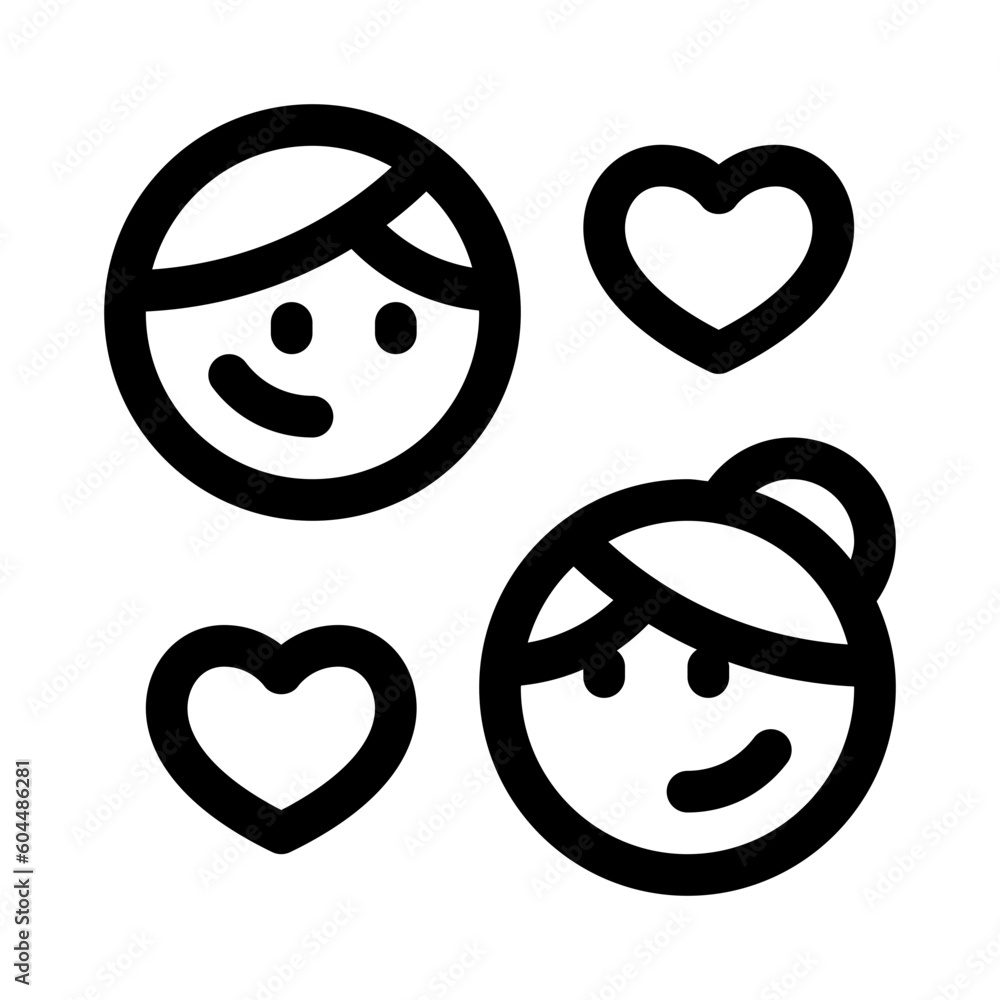 Editable romantic couple vector icon. Wedding, valentine, love ...