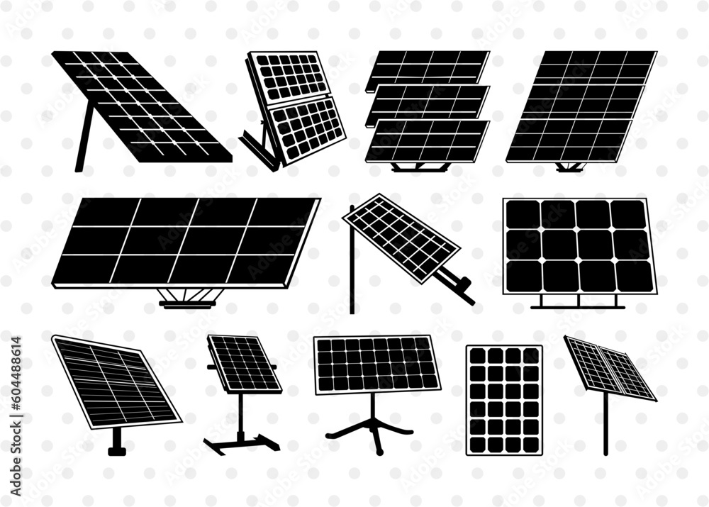 Solar Panel SVG Bundle, Solar Panel Silhouette, Solar Svg, Renewable ...