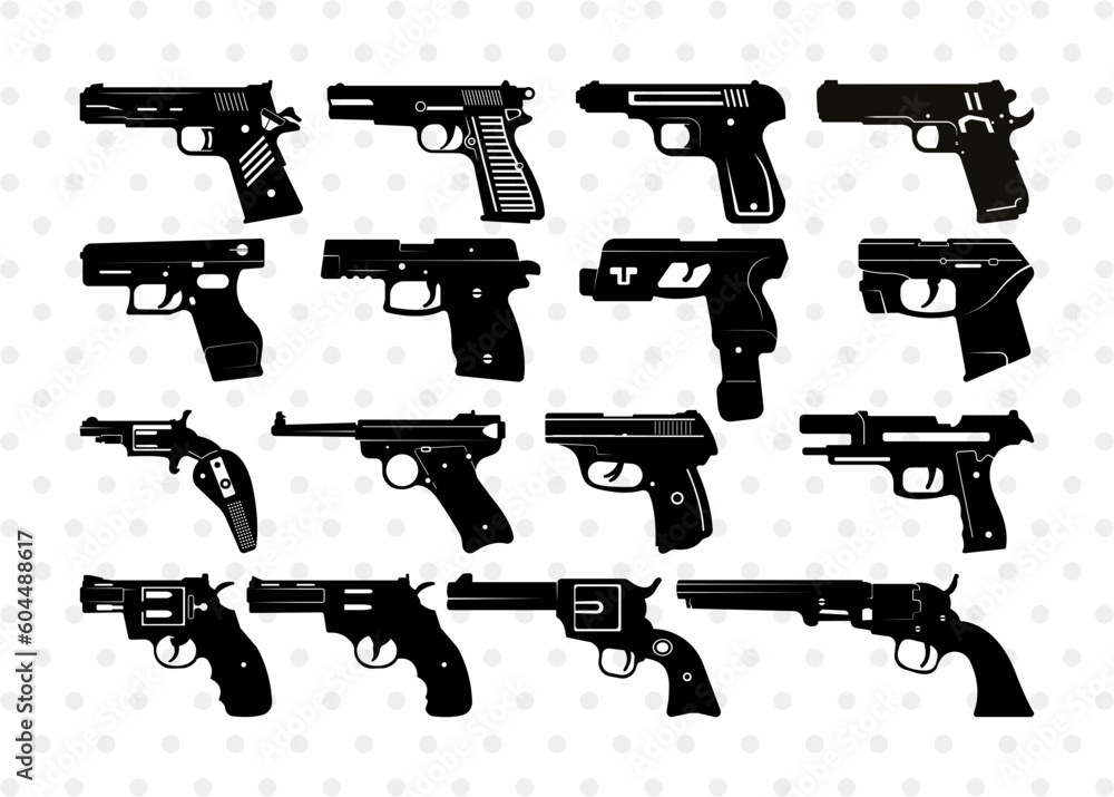 Pistol SVG, Pistol Silhouette, Gun Svg, Handgun Svg, Revolver Svg ...
