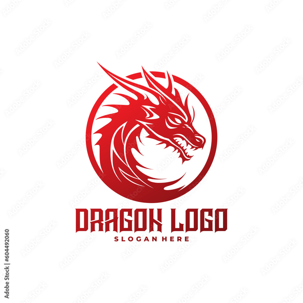 Dragon Fire logo design template ,Vector illustration. Dragon Eliter ...