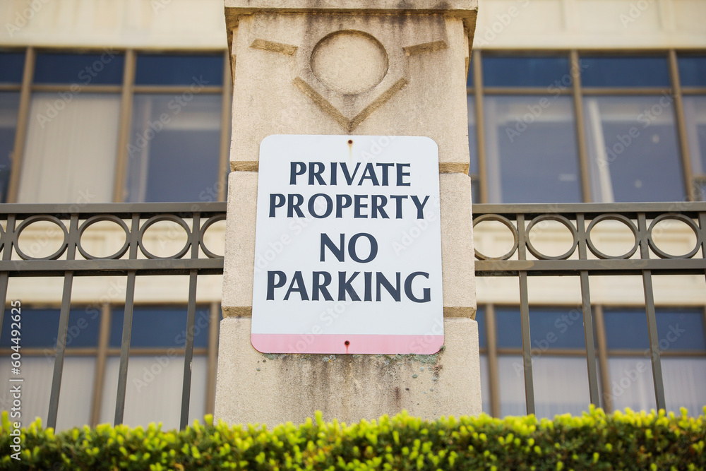 'No Parking' sign. Symbolizing rules, compliance, and maintaining order ...