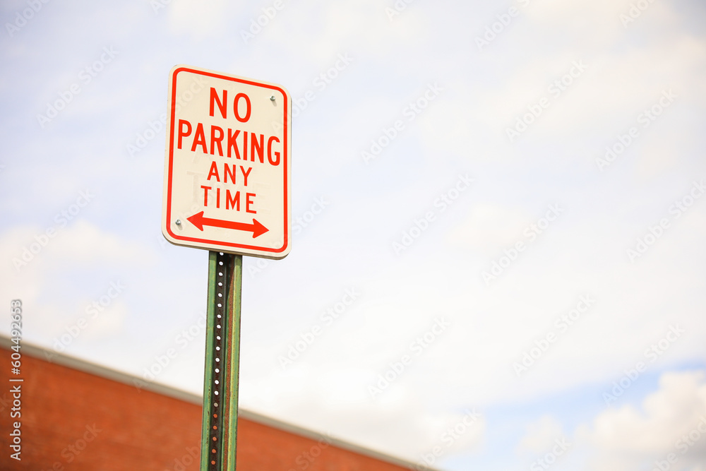 'No Parking' sign. Symbolizing rules, compliance, and maintaining order ...