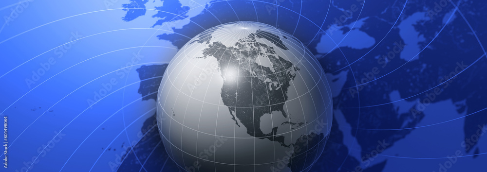 World map banner concept. Detailed flat map of continents. 3d rendering ...