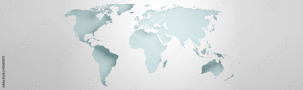 World map banner concept. Detailed flat map of continents. 3d rendering ...