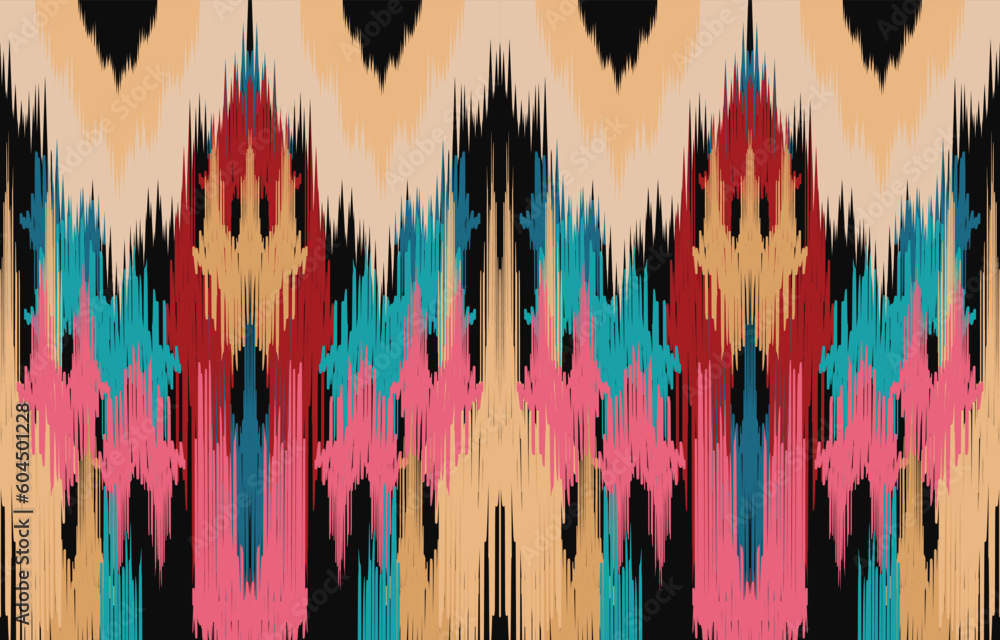 Uzbek ikat pattern silk fabric in Uzbekistan. Background, Design for ...