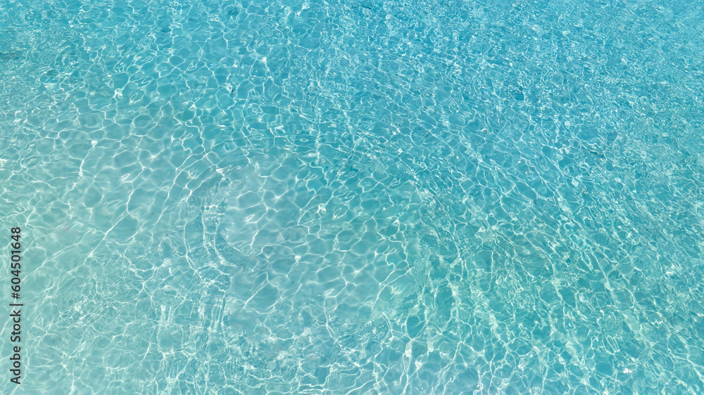 Aerial view of the Overhead view of crystal clear water on beach ...