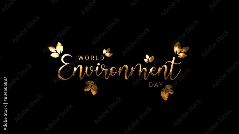World Environment Day Animated Text in gold color. Lettering animation ...
