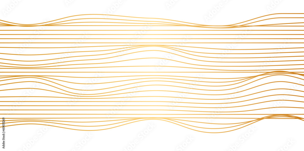 Vector abstract line art wavy flowing dynamic gold isolated on white ...