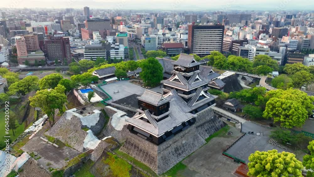 Kumamoto samurai castle, Japanese traditional castle, historic Edo ...