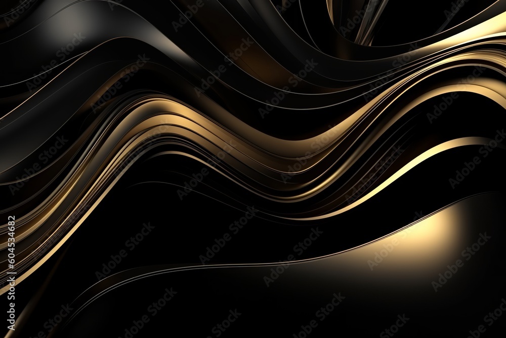 Gilded Dimensions: 3D Abstract Wallpaper with Dark Gold Elegance, 3d ...