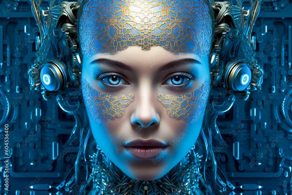 Advanced technology augmented human. Futuristic artificial intelligence ...
