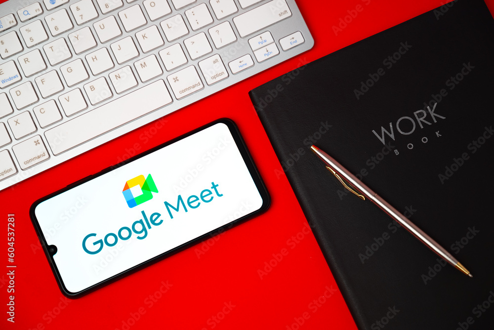 Kyoto city, Japan - May 05, 2023: The logo Google Meet app on screen ...