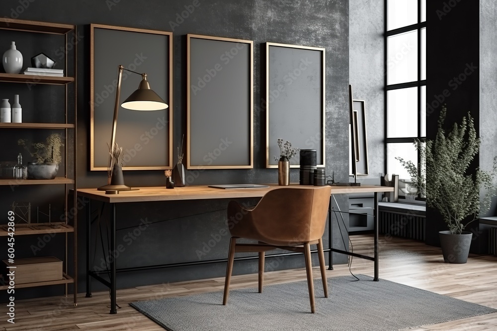 Professional Workspace: Mockup Frame Enhancing the Home Office Interior ...
