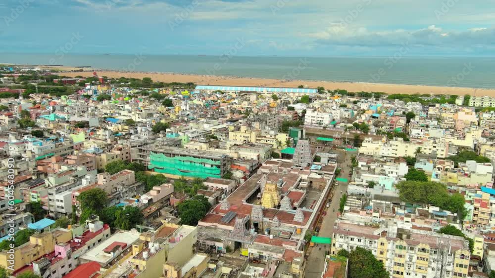 Chennai: Aerial view of famous city in India, iconic Hindu ...