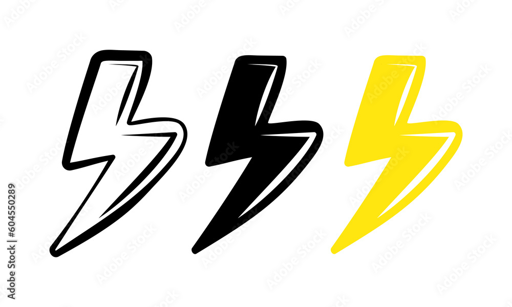Simple flat vector illustration of lightning symbol isolated on white ...