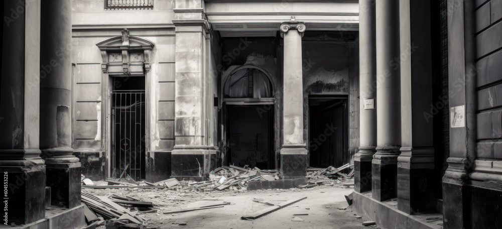 Financial crash, market crash, financial collapse. A typical bank or ...