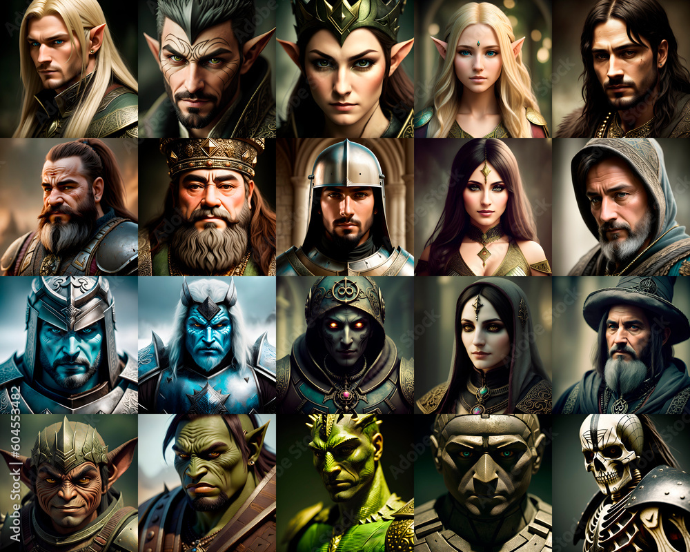 Fantasy hero portraits pack. Fantasy characters - elf, knight, magician ...
