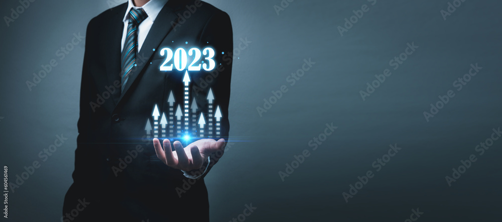 Business Growth Strategy 2023. business investor using mobile phone ...