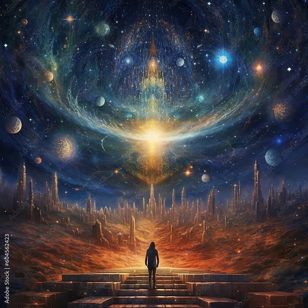 5d Dimensional consciousness awakening background. Meeting with your ...