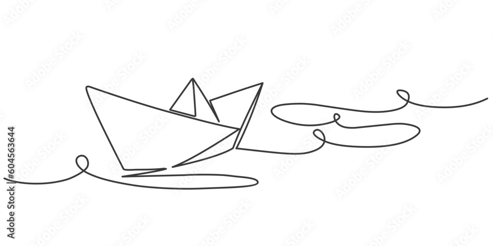 Paper boat line art style vector illustration Stock Vector | Adobe Stock