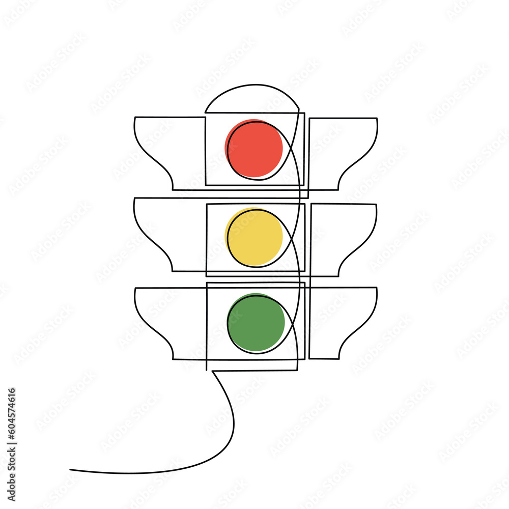 Traffic light icon vector one line continuous drawing. Minimal ...