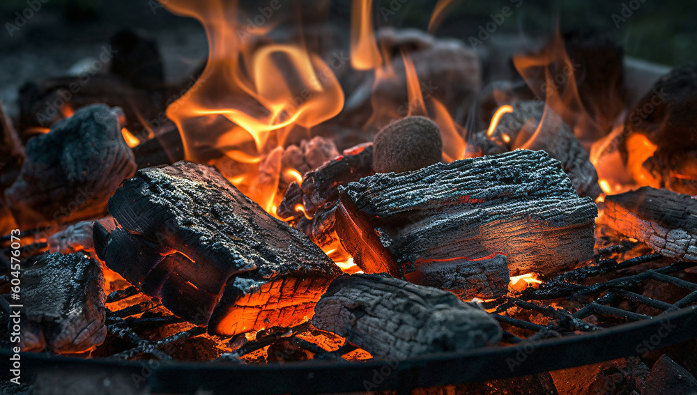 Flames of fire Glowing embers in hot red color, abstract background ...