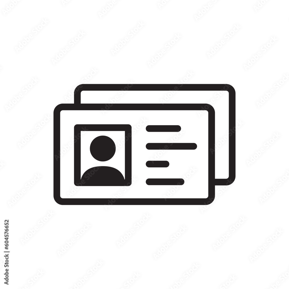 ID card vector icon. Identification card flat sign design. ID card ...