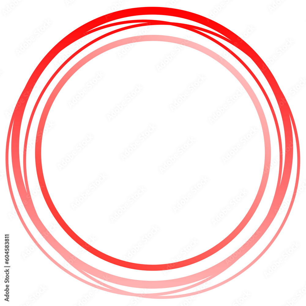 Gradient red circle frame with transparent background. Scribble outline ...